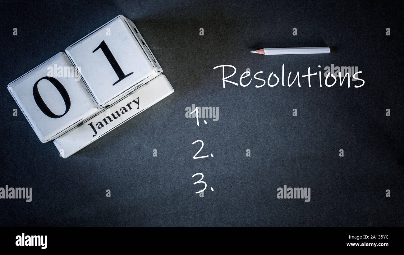 Calendar on 01 january new year resolutions copy space checklist ...