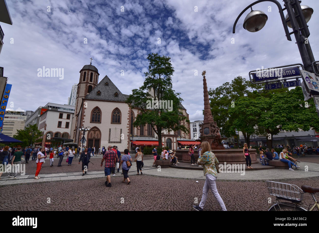 Frankfurt am Main, Germany. August 2019. The Liebfrauenberg-Brunnen ...