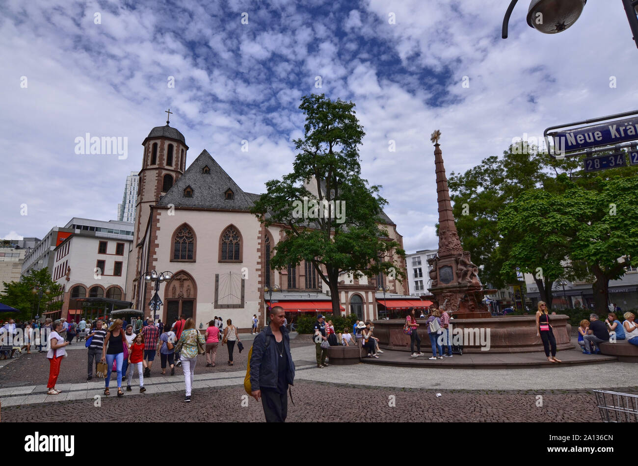 Frankfurt am Main, Germany. August 2019. The Liebfrauenberg-Brunnen ...