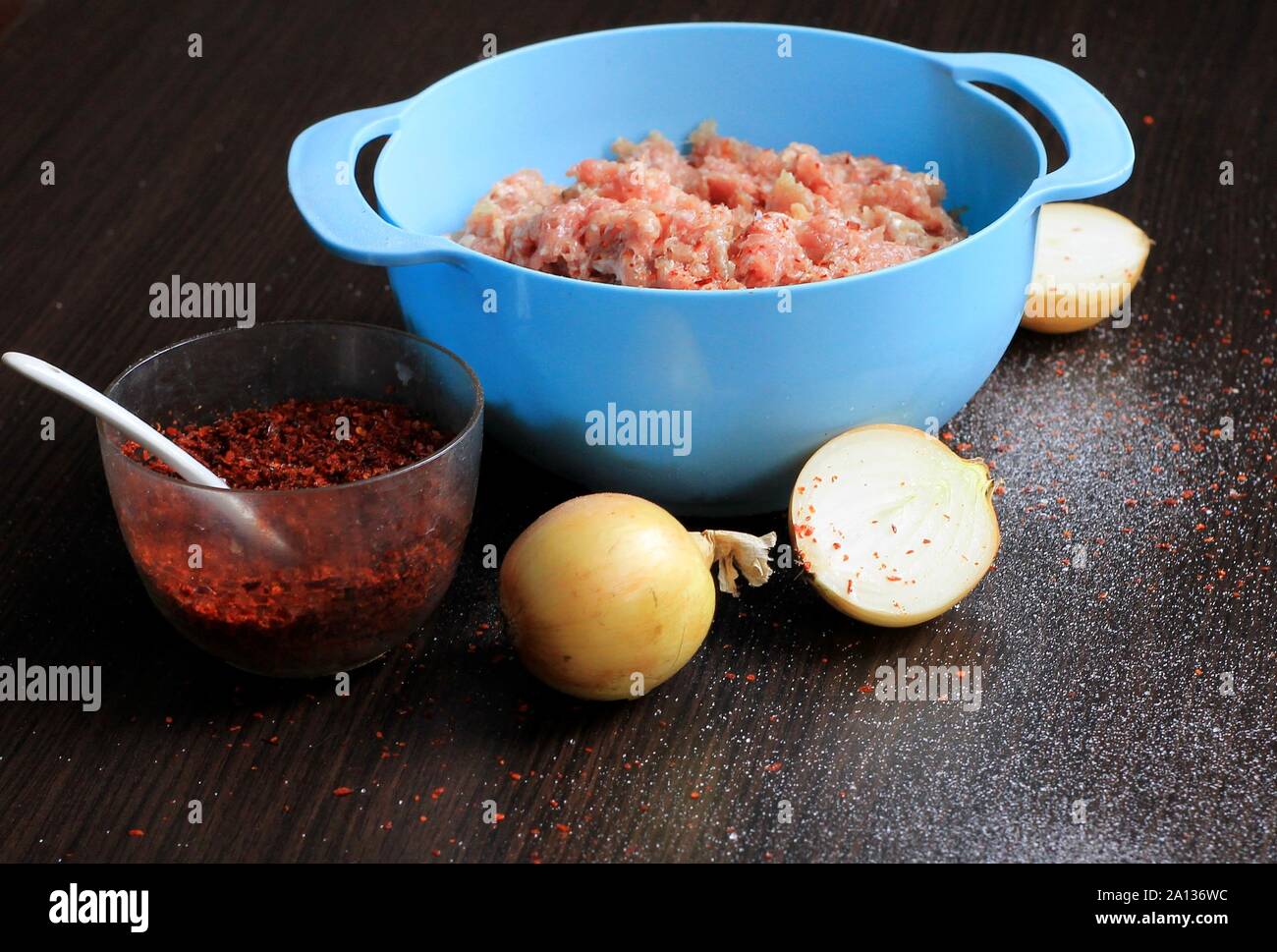 Dumplings made from dough with minced meat - a national dish of Slavic ...