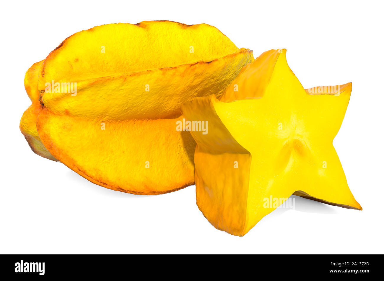 Carambola and its cross-section 3d rendering with realistic texture ...
