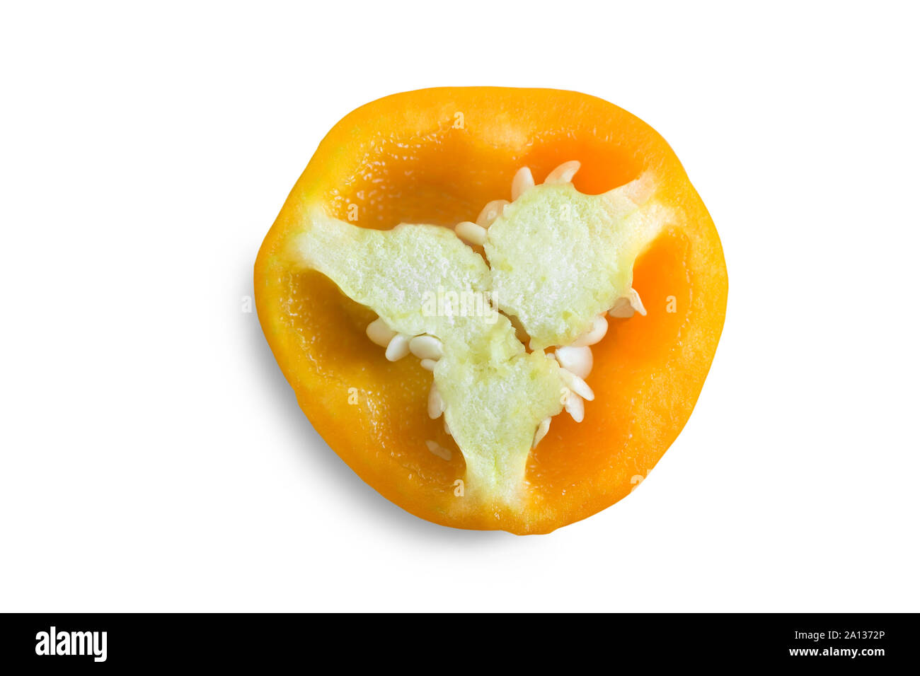 Cross section of yellow bell pepper, top view Stock Photo - Alamy