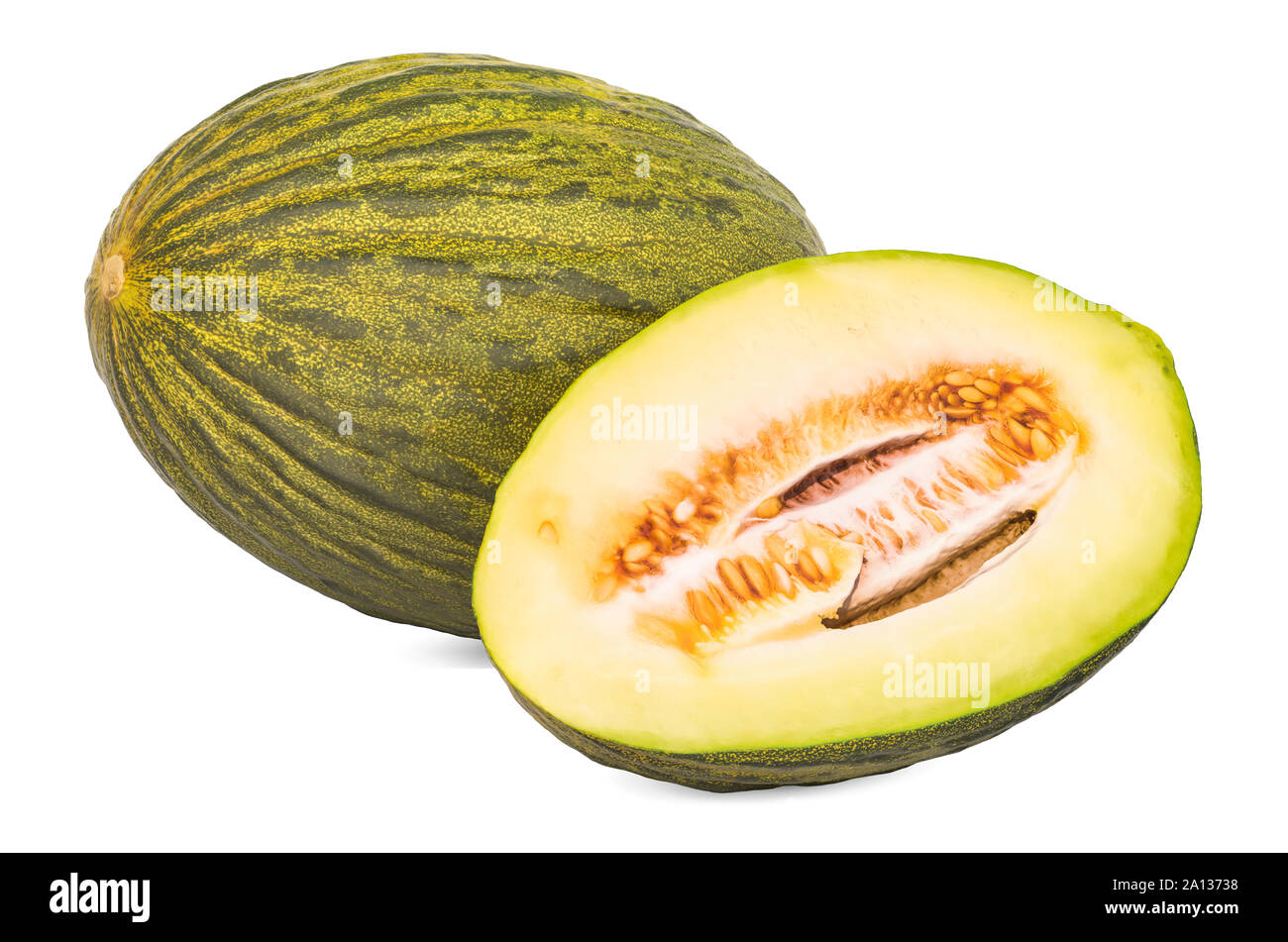 Christmas melon and its cross-section 3d rendering with realistic ...