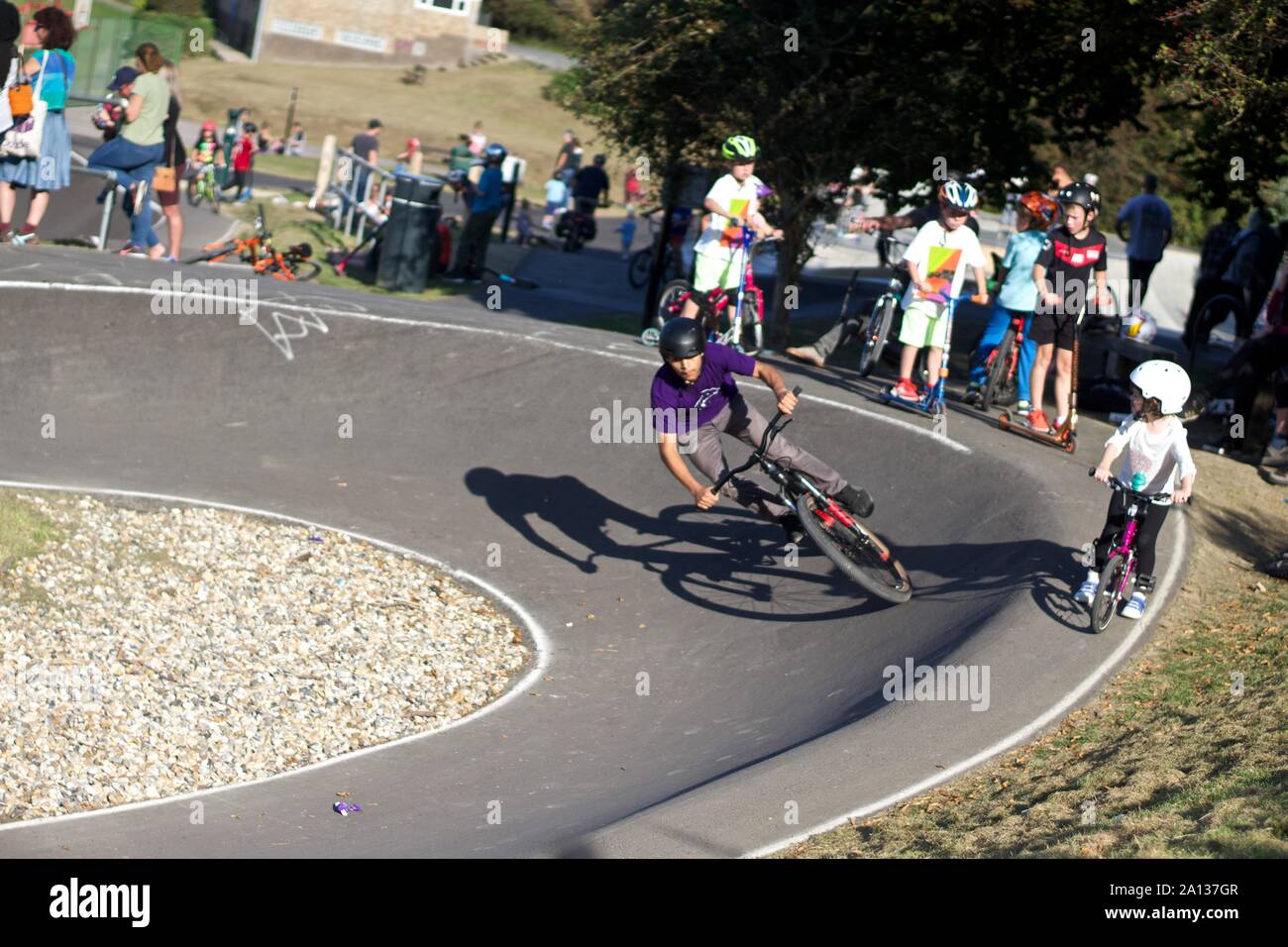 Kids riding pump track hi-res stock photography and images - Alamy