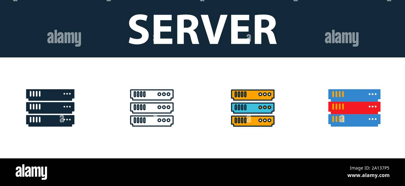 Server icon set. Four simple symbols in diferent styles from web ...