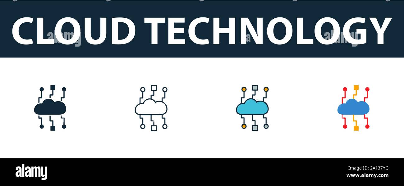 Cloud Technology icon set. Four simple symbols in diferent styles from ...