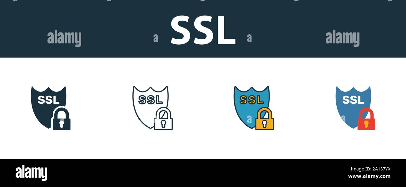 Ssl icon set. Four simple symbols in diferent styles from web hosting ...