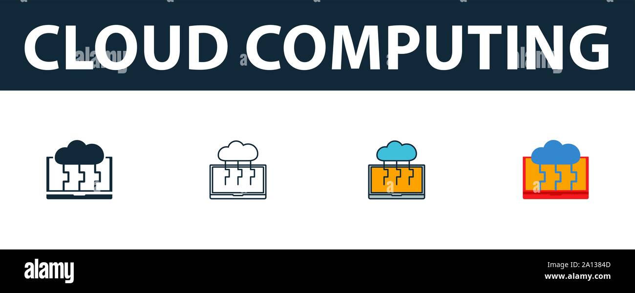 Cloud Computing icon set. Four simple symbols in diferent styles from web hosting icons ...