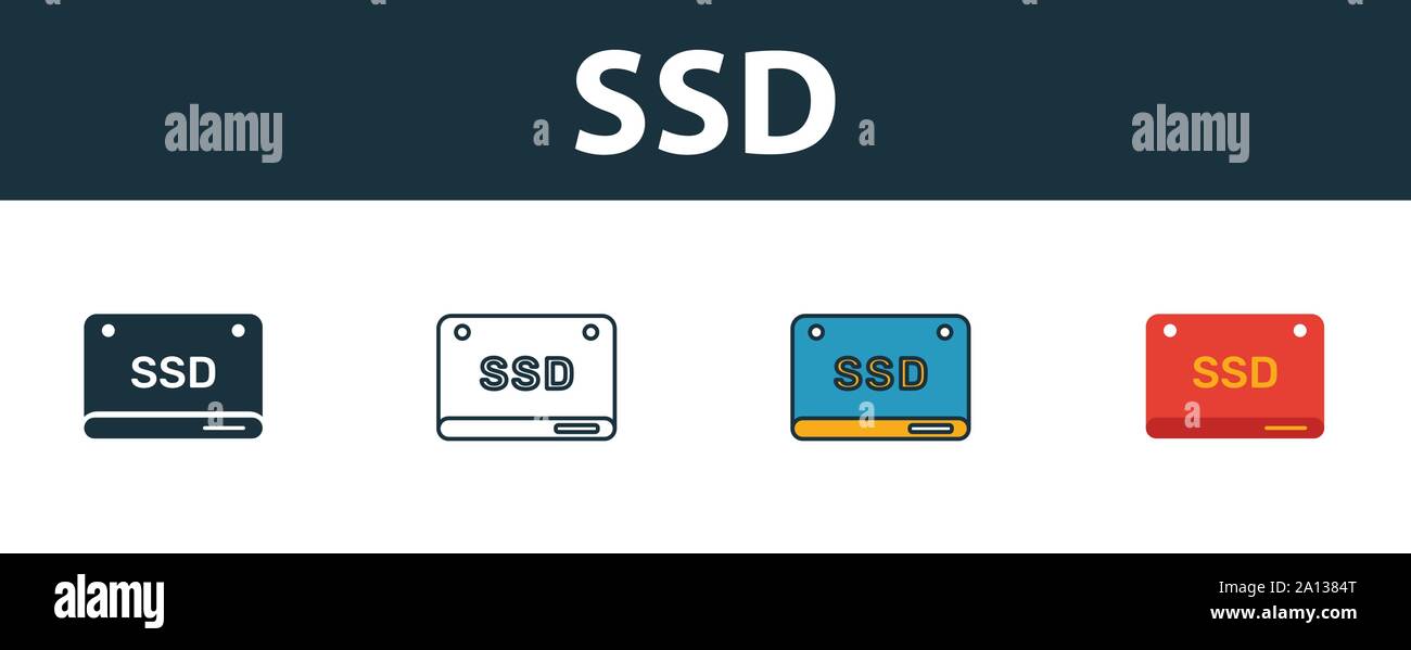 Ssd icon set. Four simple symbols in diferent styles from web hosting ...