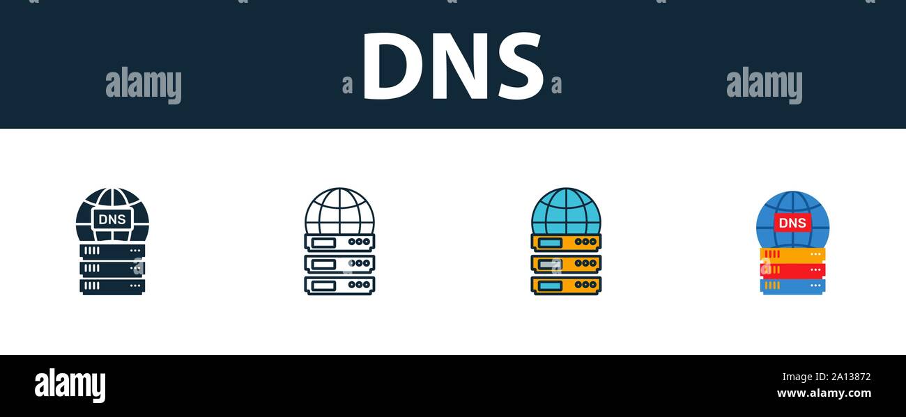Dns icon set. Four simple symbols in diferent styles from web hosting ...