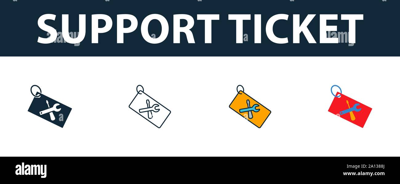 Support Ticket icon set. Four simple symbols in diferent styles from ...