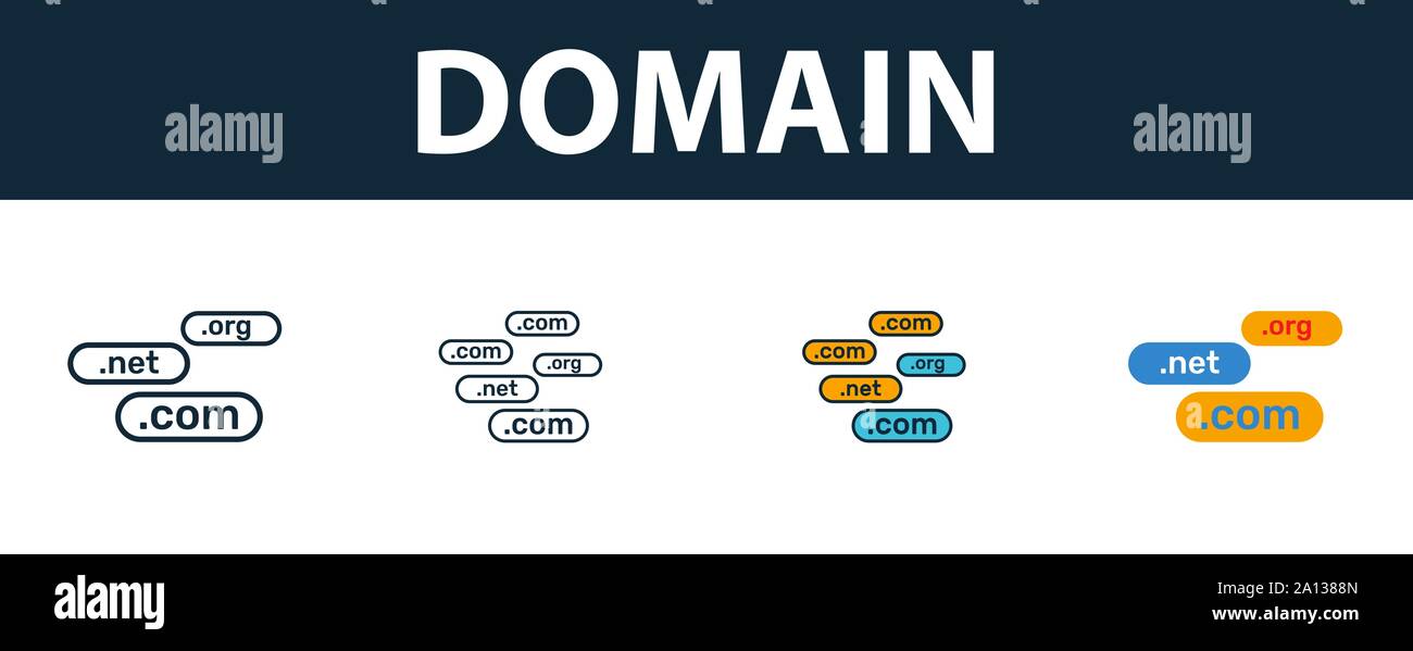 Domain icon set. Four simple symbols in diferent styles from web ...