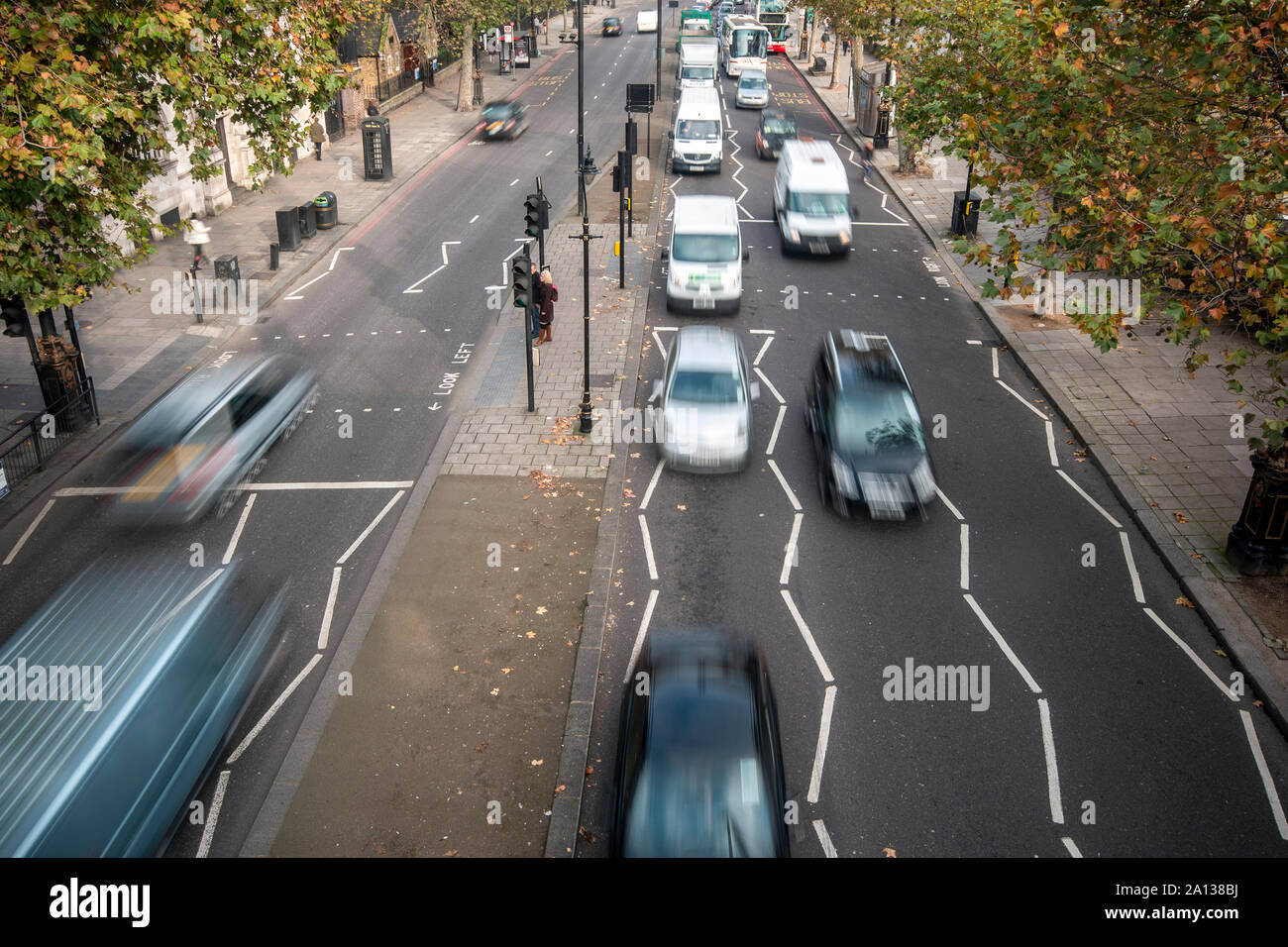 Traffic on a busy street in the centre of London, England, UK Stock ...