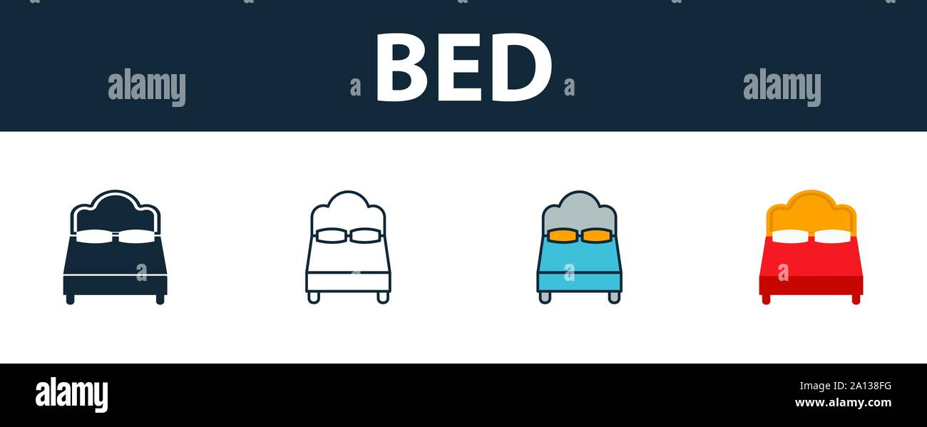 Bed icon set. Four simple symbols in diferent styles from travel icons ...
