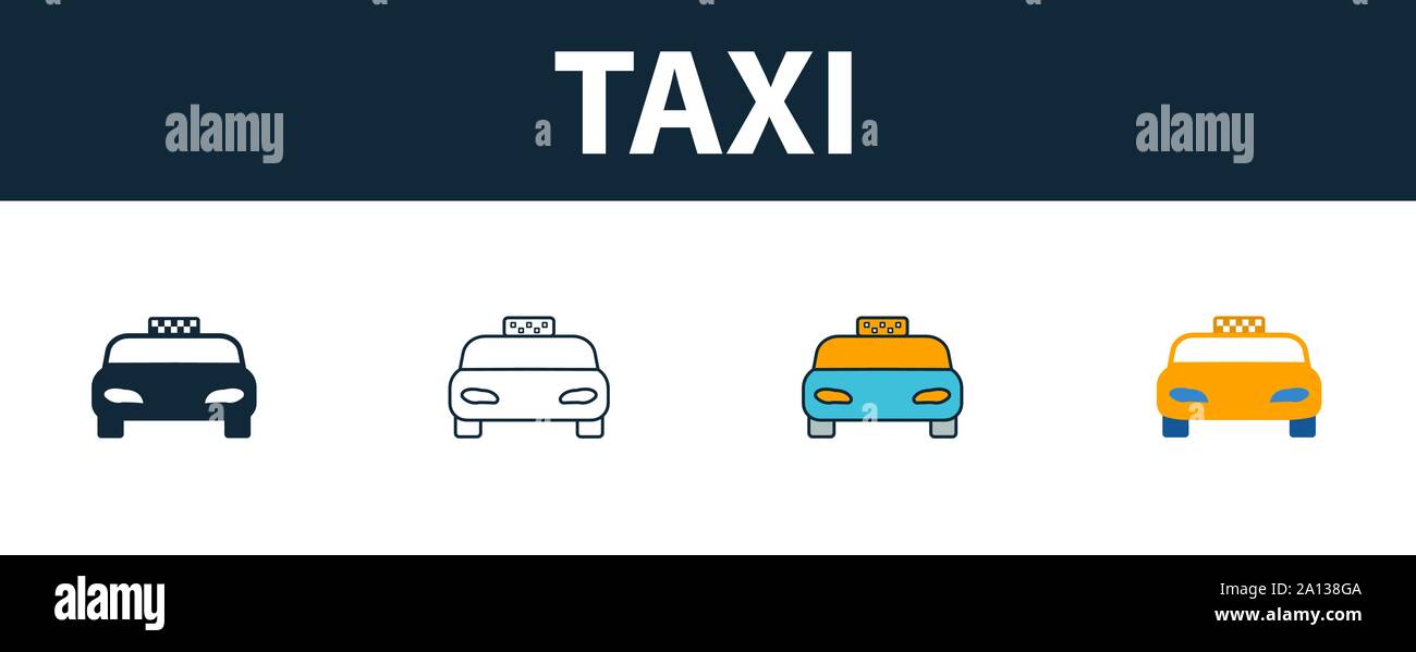 Taxi icon set. Four simple symbols in diferent styles from travel icons ...