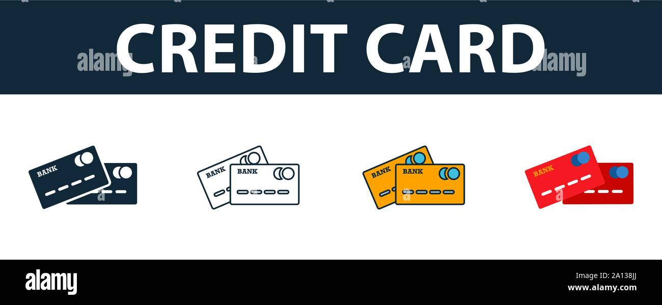 Credit Card icon set. Four simple symbols in diferent styles from ...