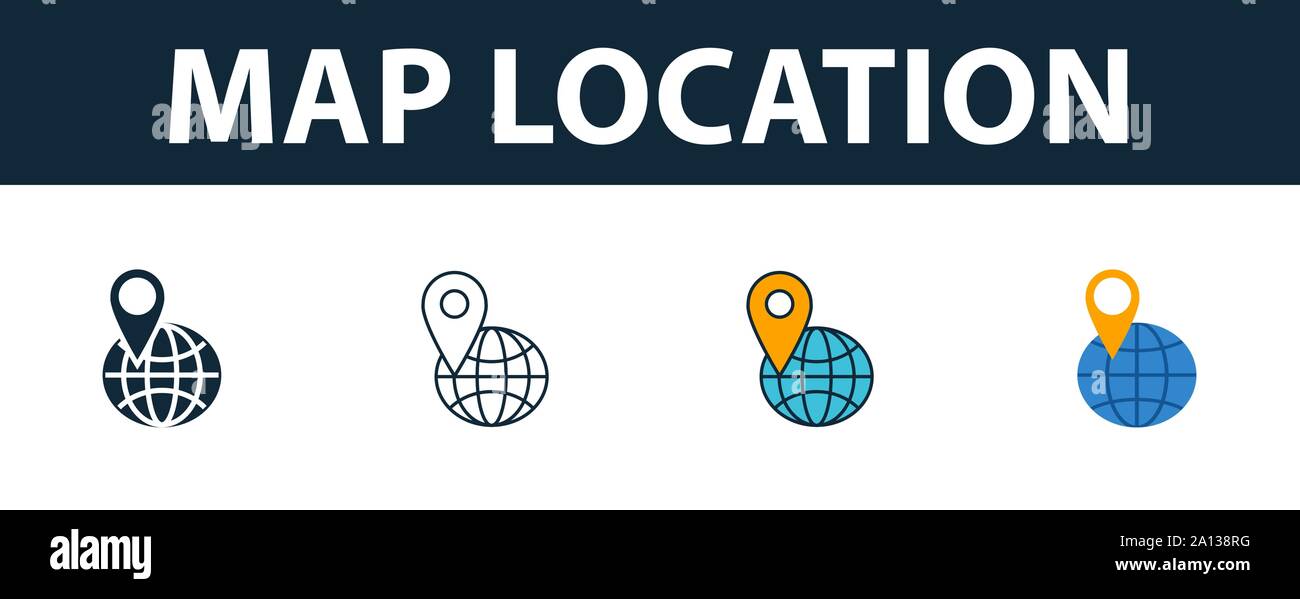 Map Location icon set. Four simple symbols in diferent styles from ...