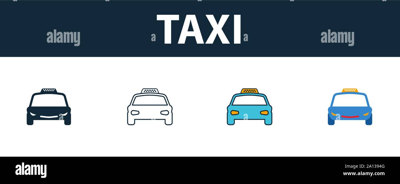 Taxi icon set. Four simple symbols in diferent styles from transport ...