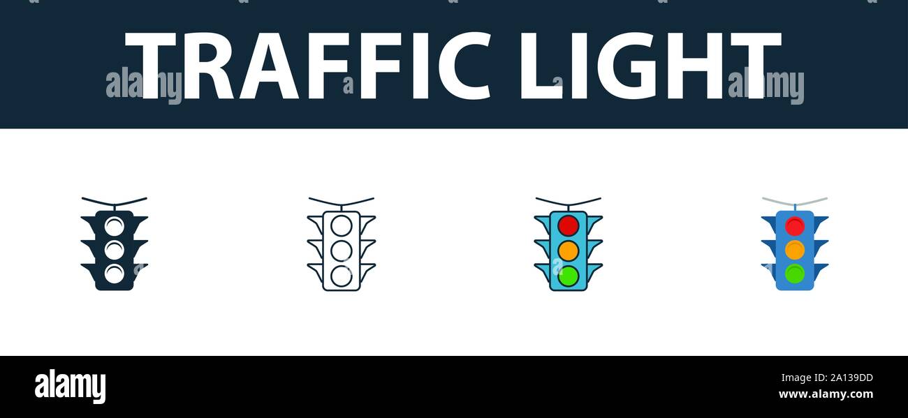 Traffic Light icon set. Four simple symbols in diferent styles from ...