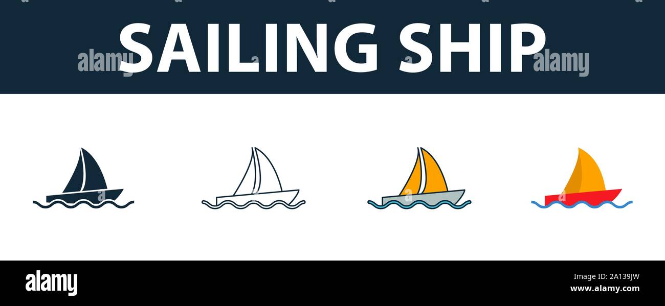 Sailing Ship icon set. Four simple symbols in diferent styles from ...