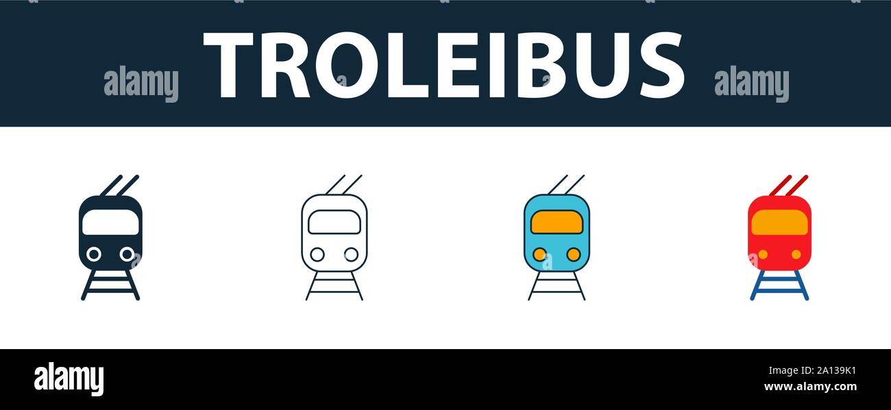 Troleibus icon set. Four simple symbols in diferent styles from ...
