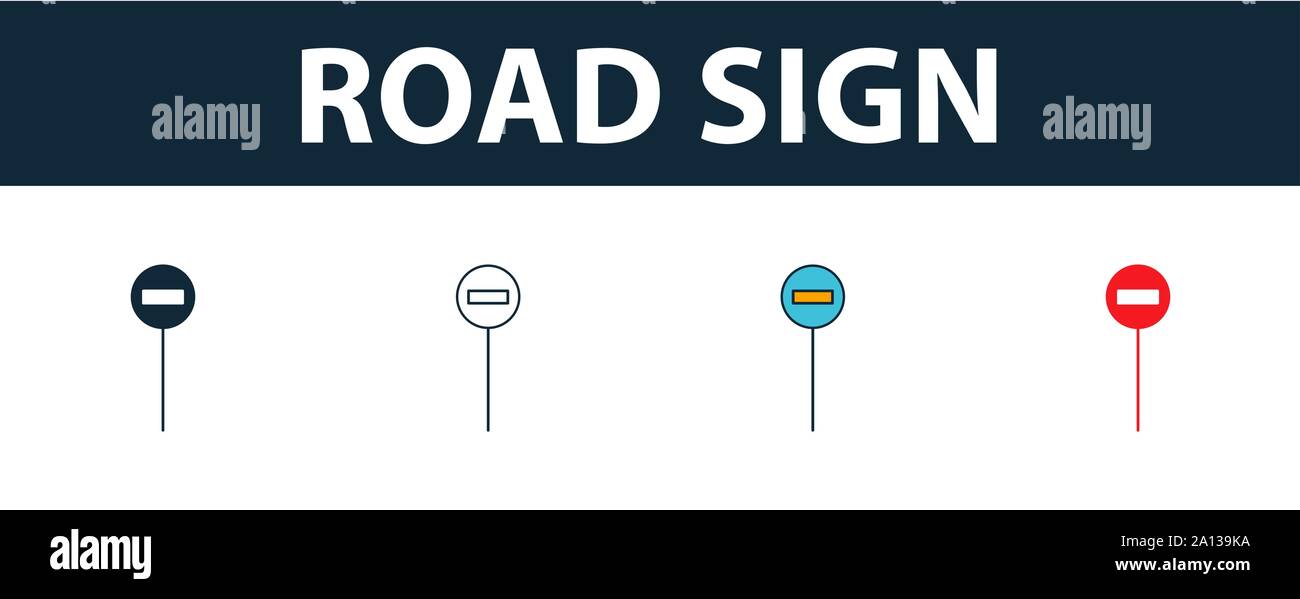 Road Sign icon set. Four simple symbols in diferent styles from ...