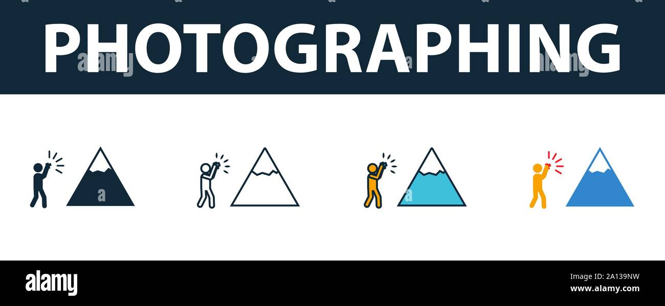 Photographing icon set. Four simple symbols in diferent styles from ...