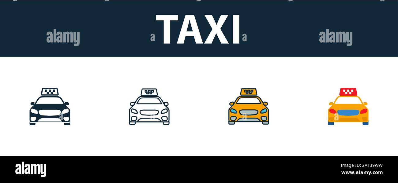 Taxi icon set. Four simple symbols in diferent styles from tourism ...