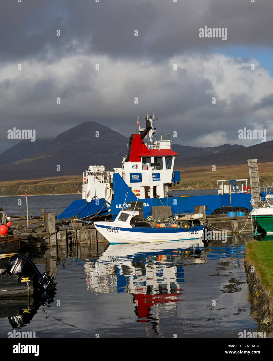 Port Askaig, Islay, Scotland with the Paps of Jura in the background ...