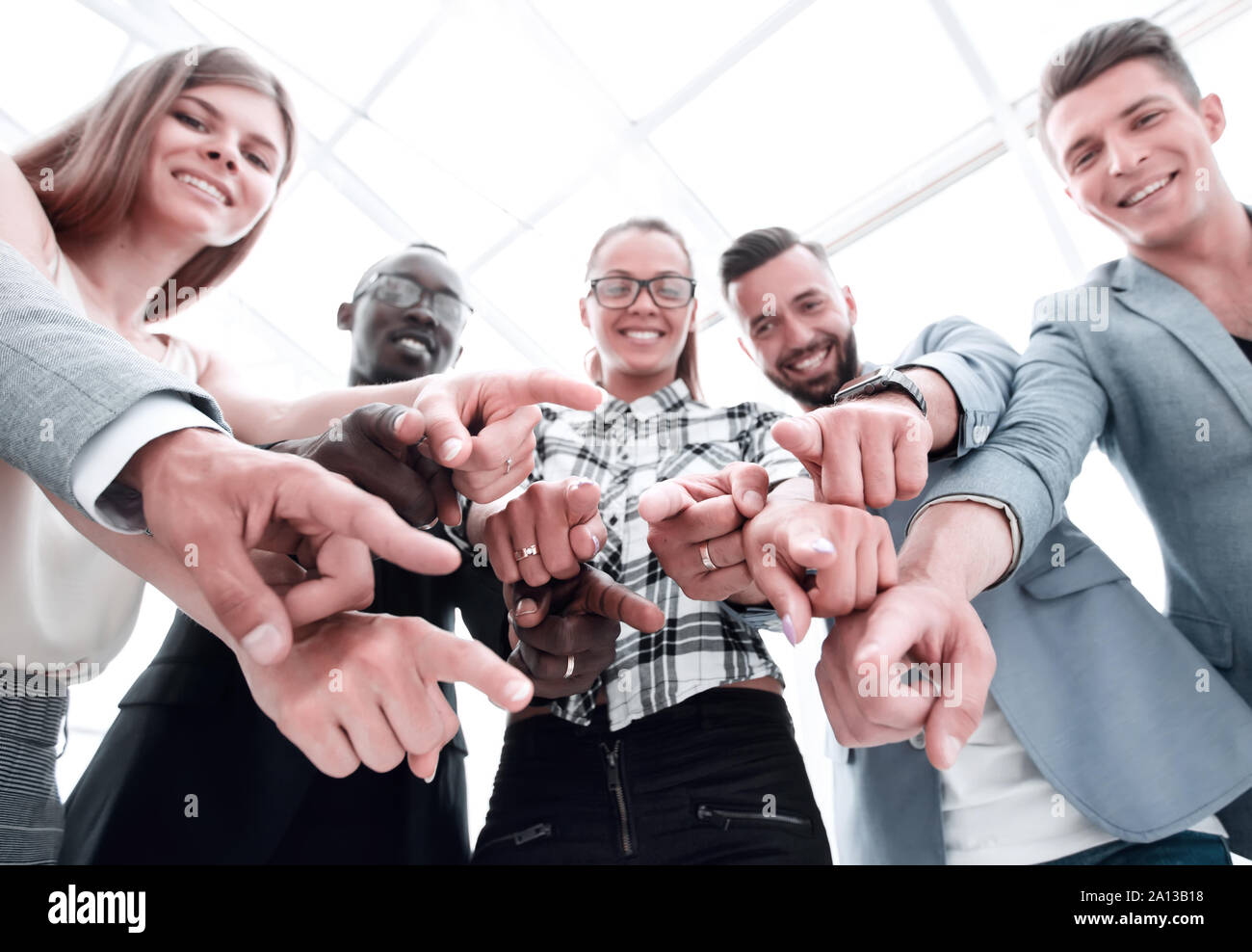 Business people pointing at the camera isolated on white Stock Photo ...