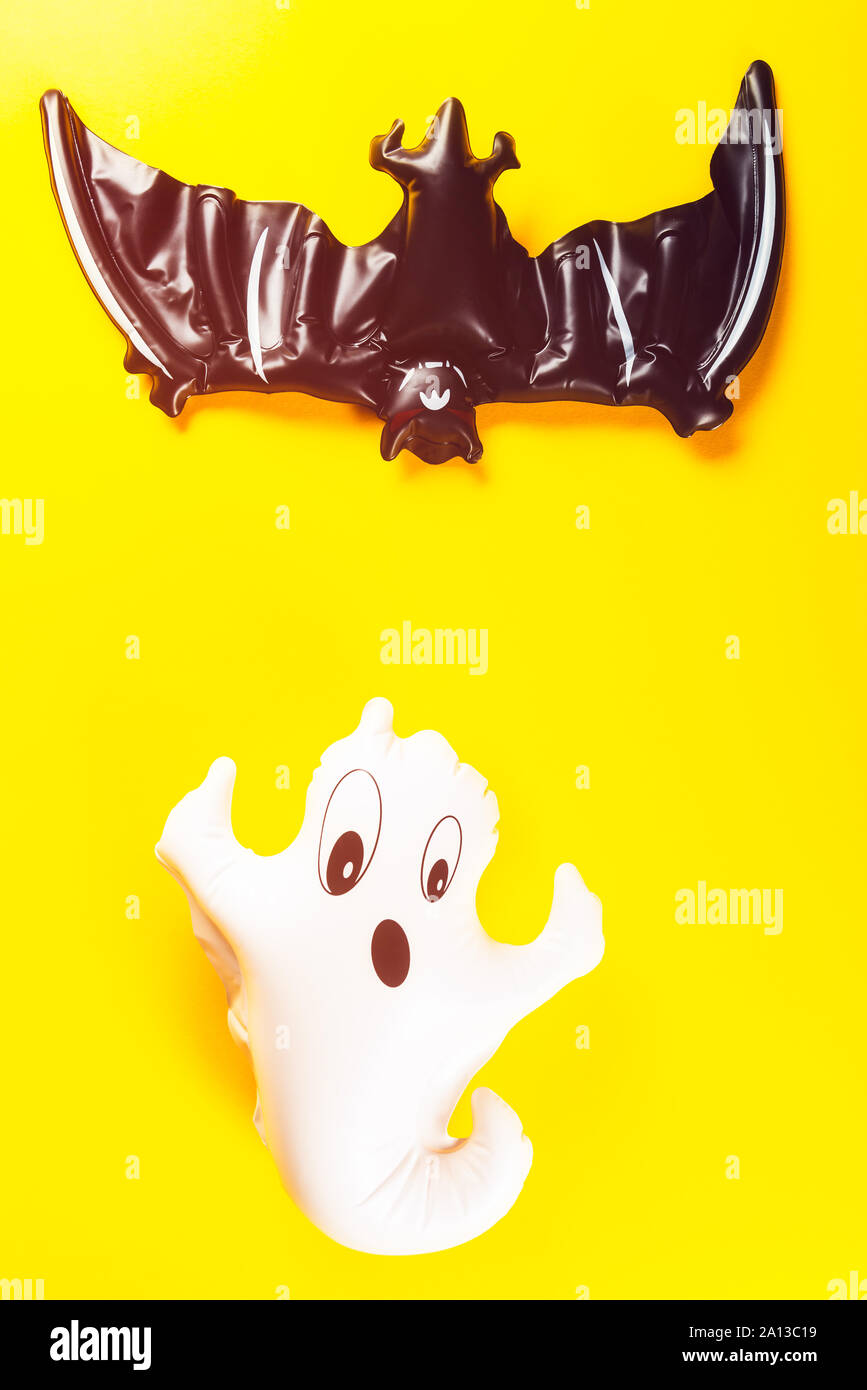 Inflatable white ghost and black bat as Halloween party decoration ...