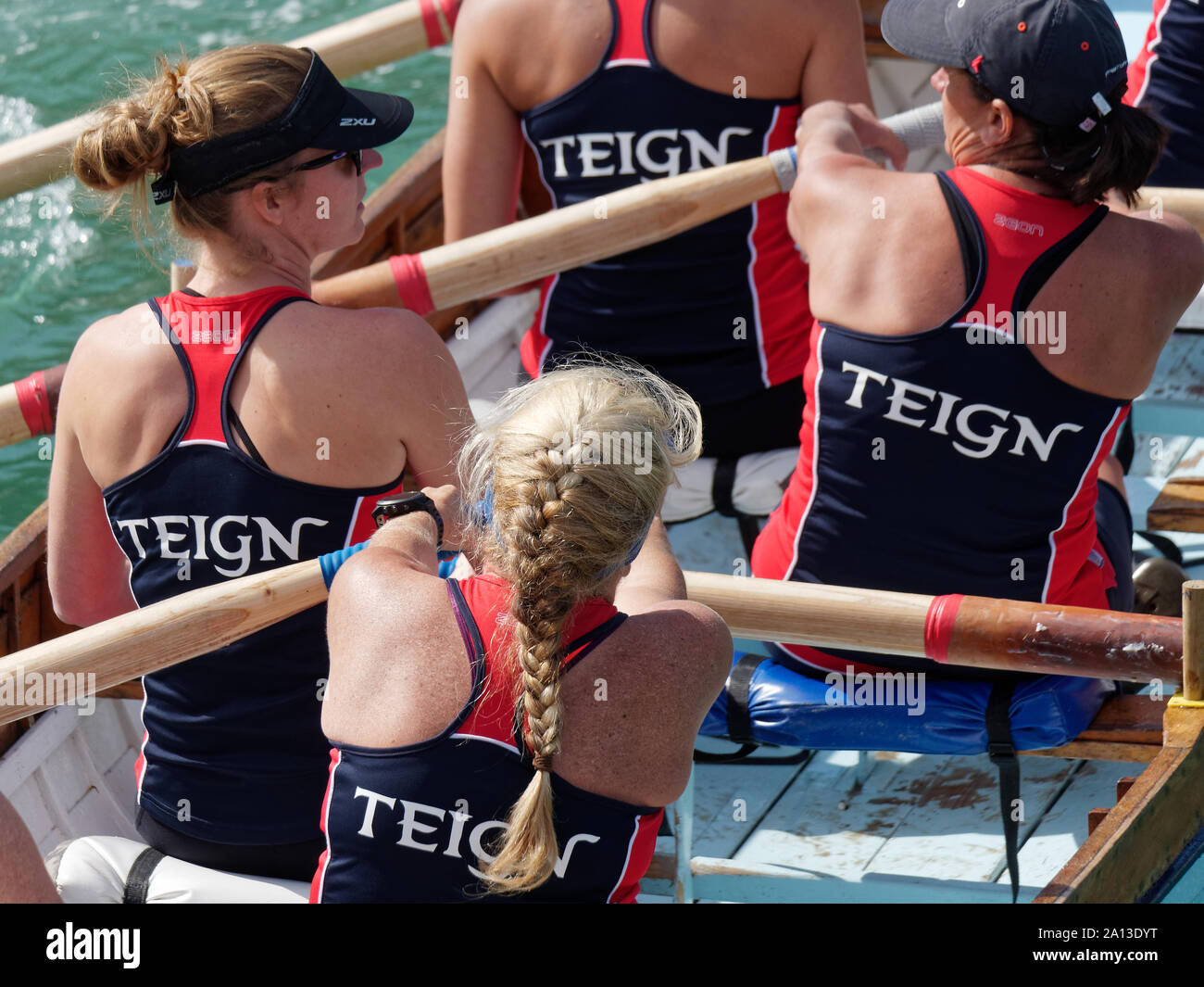 Women rowing in teams of six in traditional hand built pilot gig boats ...