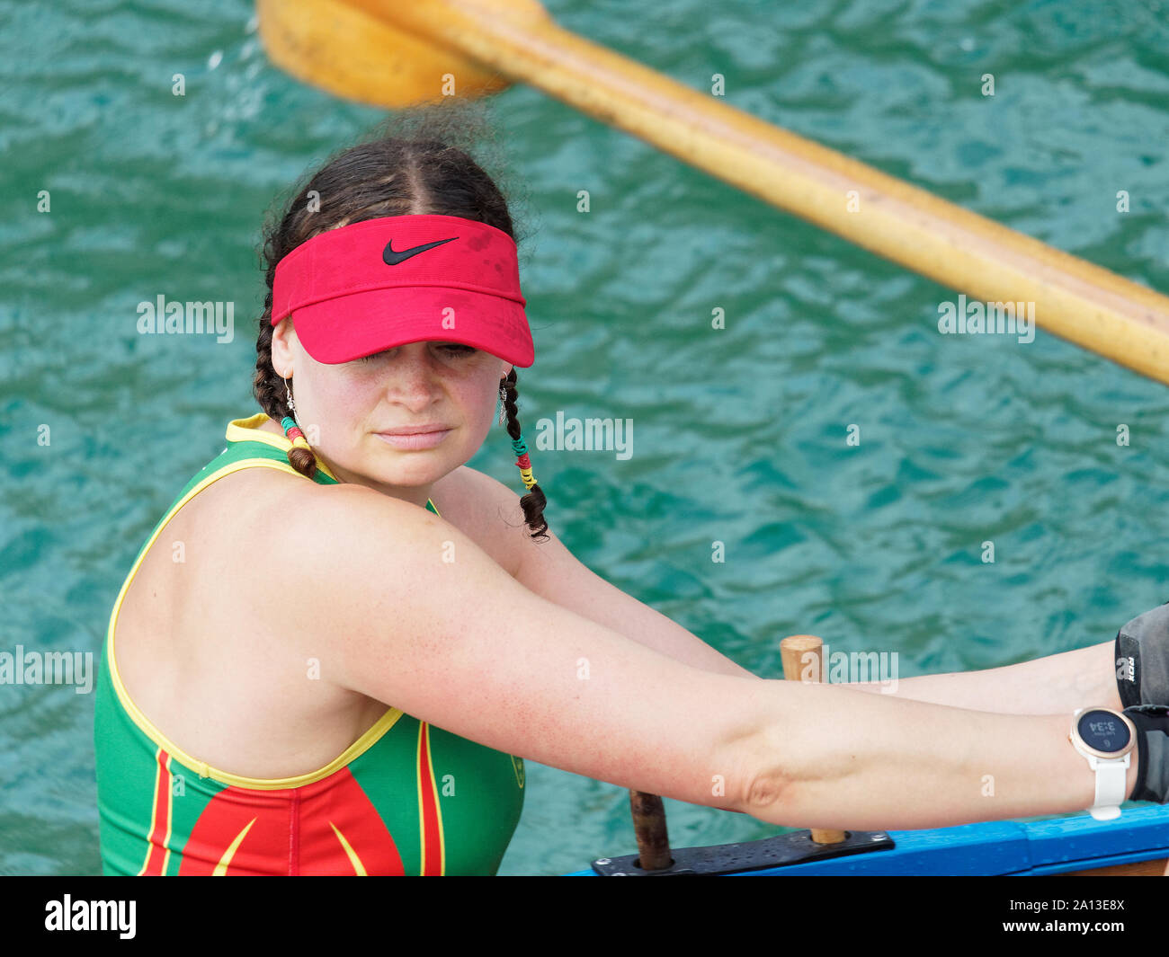 Women rowing in teams of six in traditional hand built pilot gig boats ...