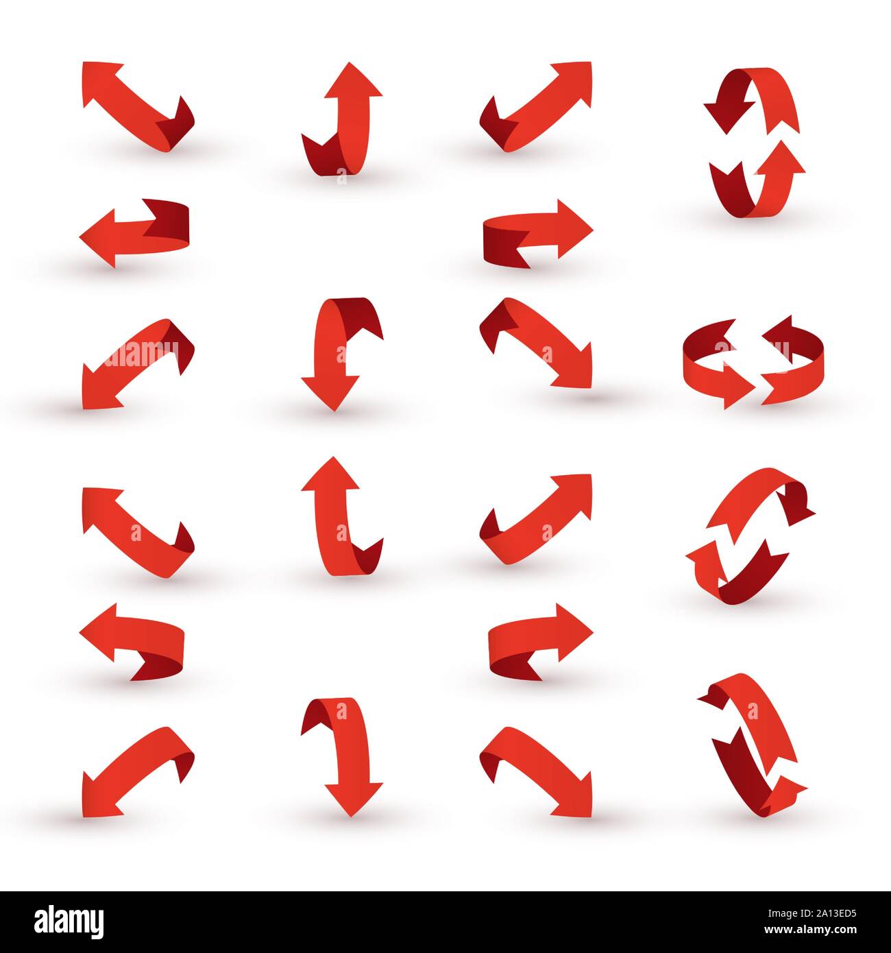 Red ribbon arrow set. Arrow stickerst various angles and directions ...