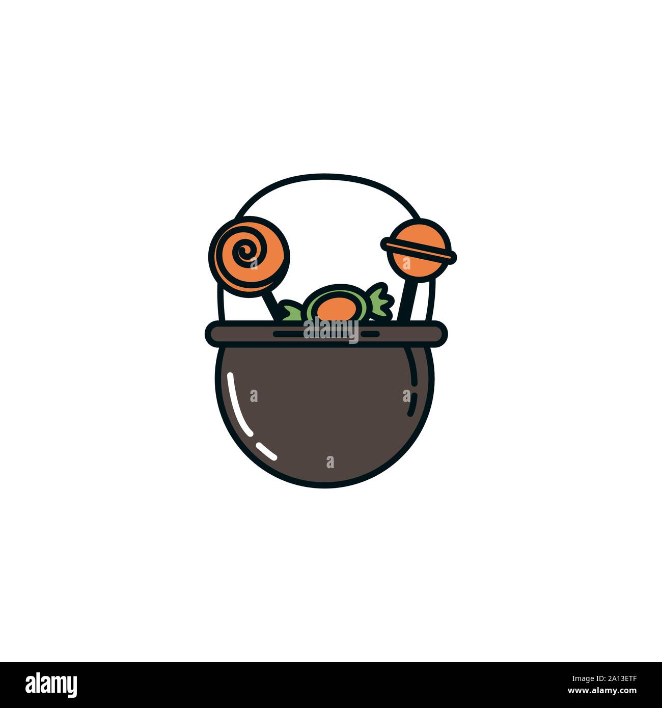halloween sweet candies in pot isolated icon Stock Vector Image & Art ...