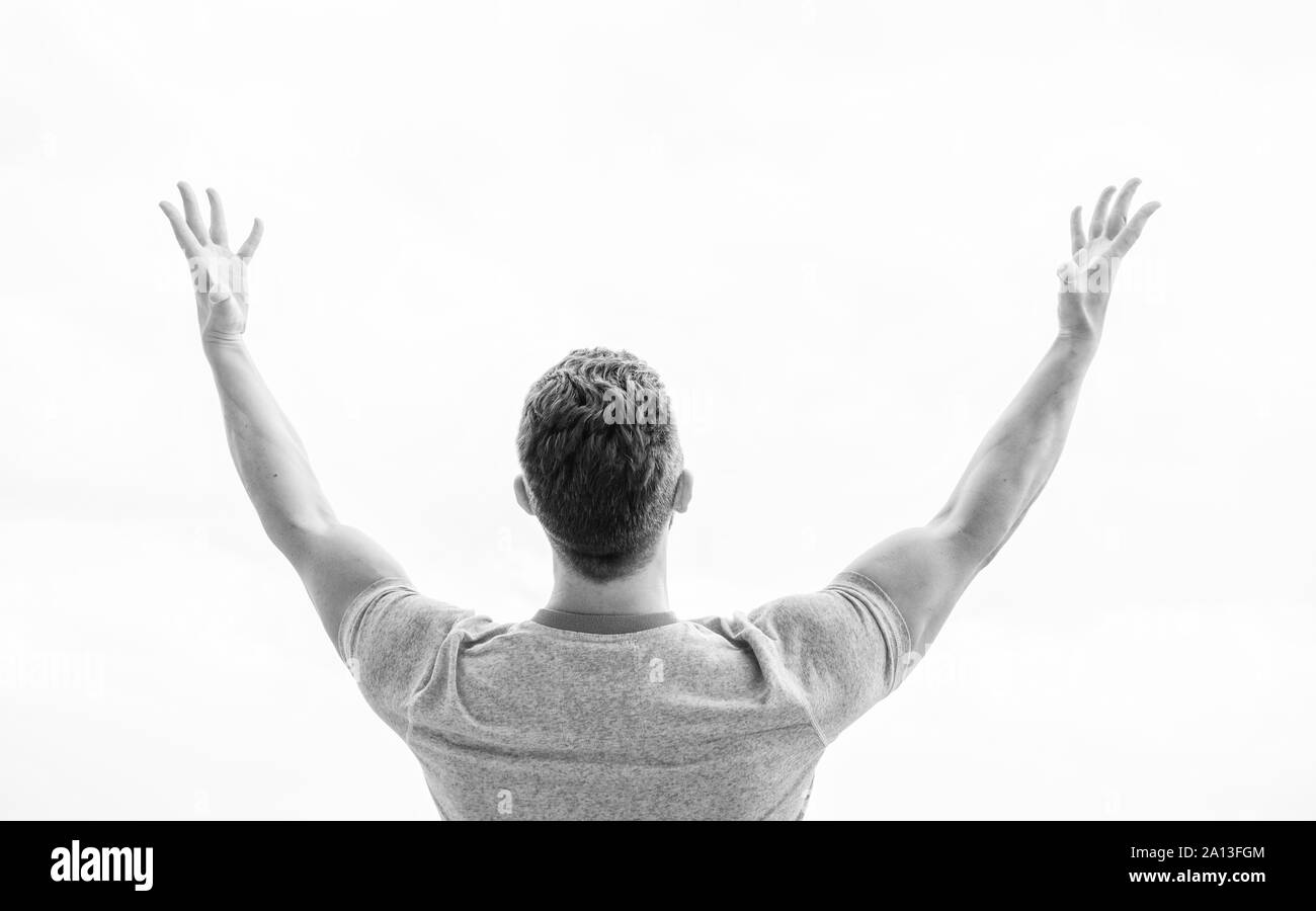 Future concept. Looking forward in future. Strong muscular body feeling ...