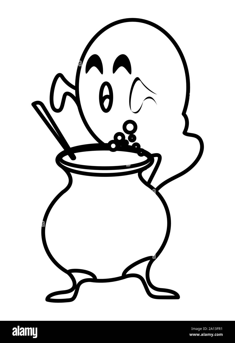 halloween witch cauldron with ghost Stock Vector Image & Art - Alamy