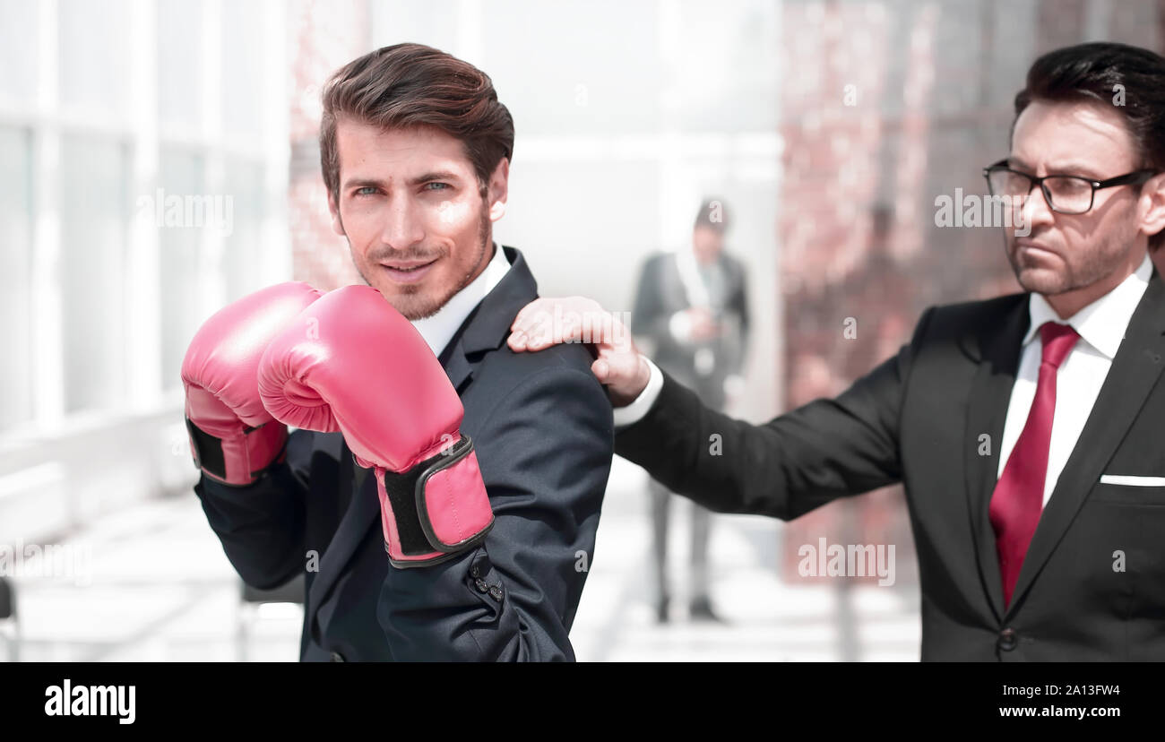 lawyer in Boxing gloves and his supervisor Stock Photo - Alamy