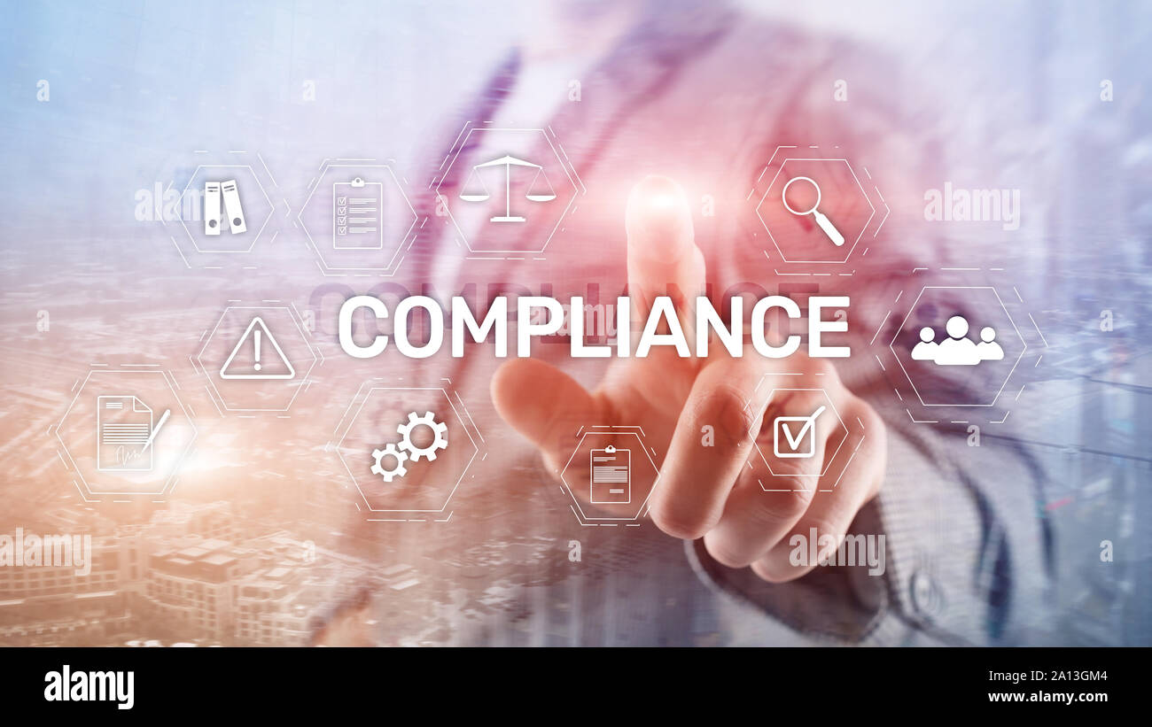 Compliance diagram with icons. Business concept on abstract background ...