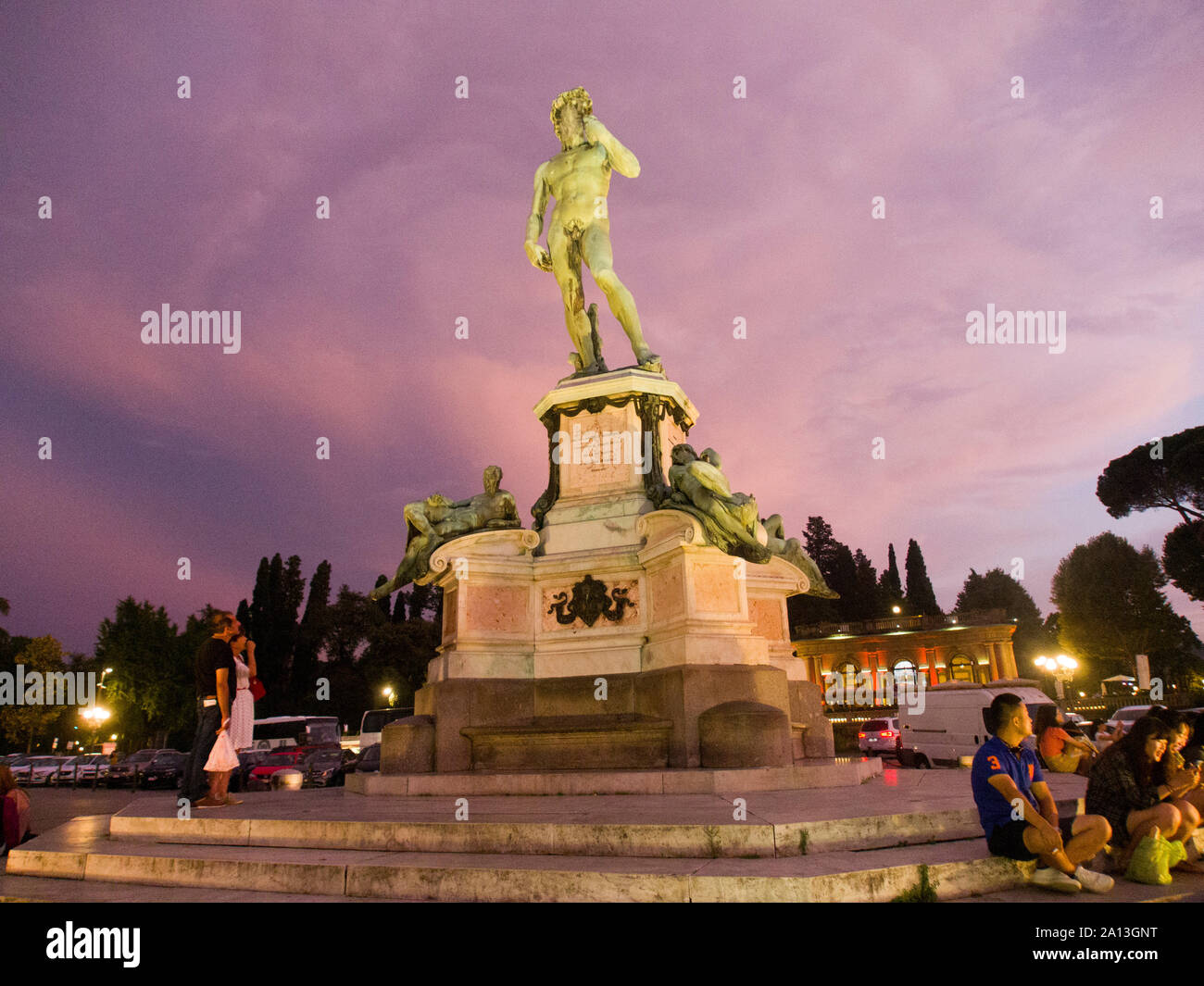 Italy, Florence, Michelangelo square, the copy of David of Michelangelo ...
