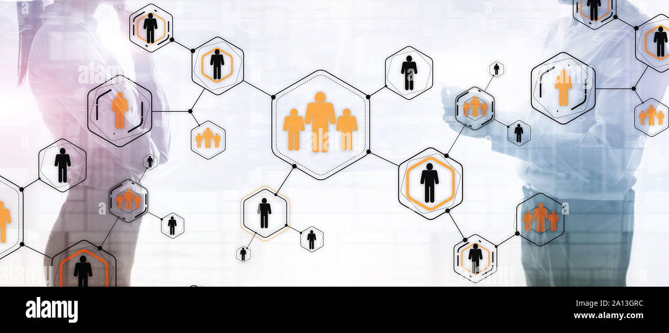 People icons Social network. Orange and black people icons Stock Photo ...