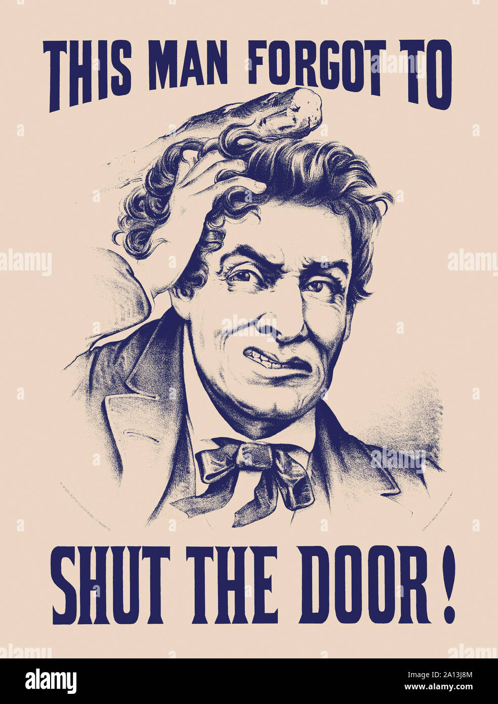 Currier & Ives American history print shows a man being hit on the head ...