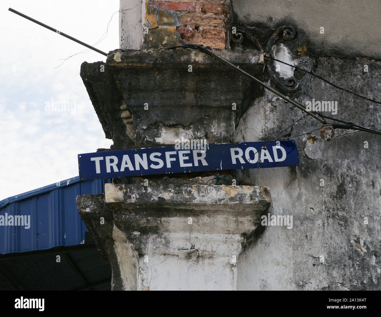 Old enamel street sign for Transfer Road, Georgetown, Penang Stock ...