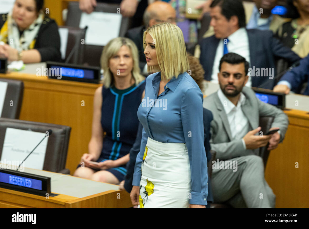 New York, NY - September 23, 2019: Ivanka Trump attends UN global call ...
