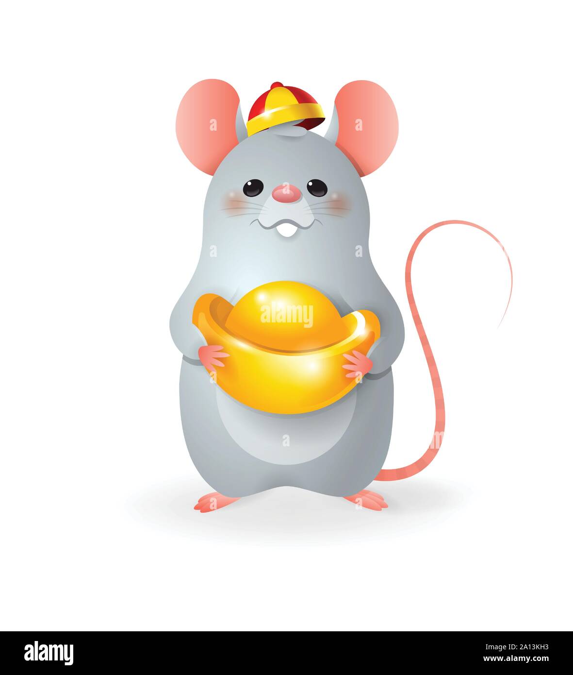 Cute little Rat with Chinese gold celebrate Chinese New Year - vector ...