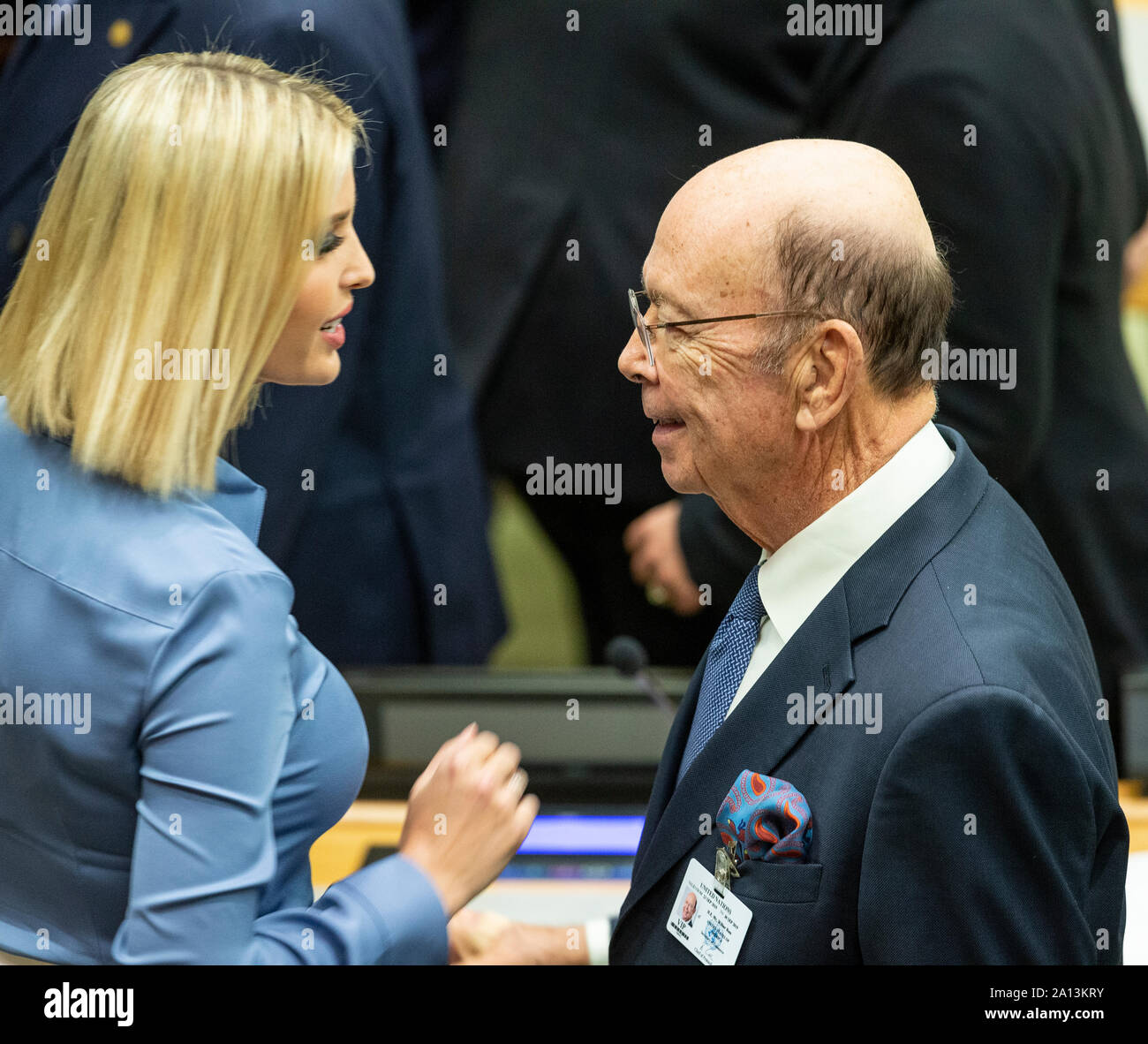 New York, NY - September 23, 2019: Ivanka Trump and Wilbur Ross attend ...
