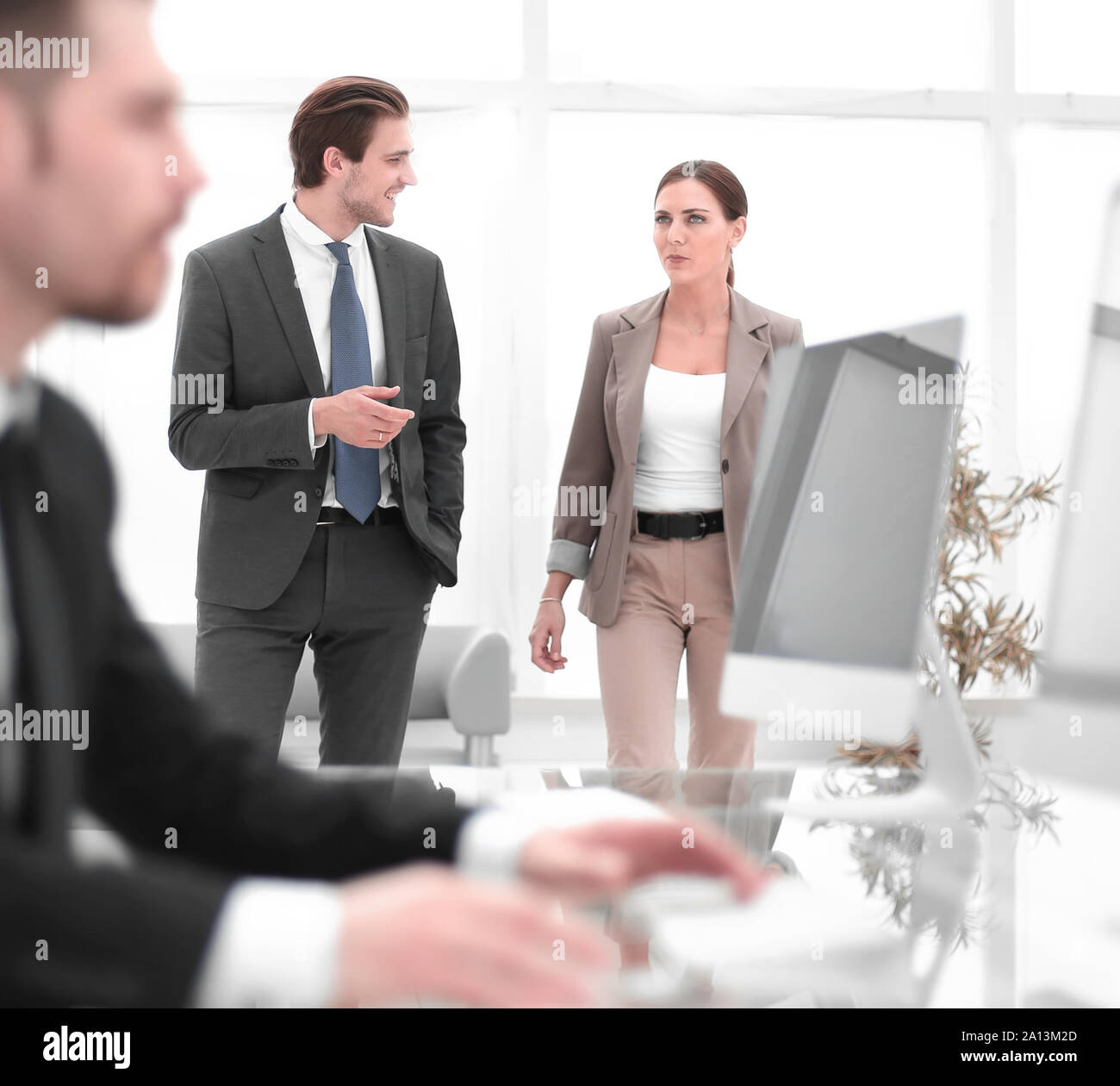 employees in a modern banking office Stock Photo - Alamy