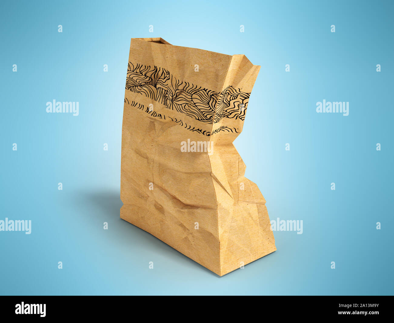Paper one big packet behind 3d rendering on blue background with shadow ...
