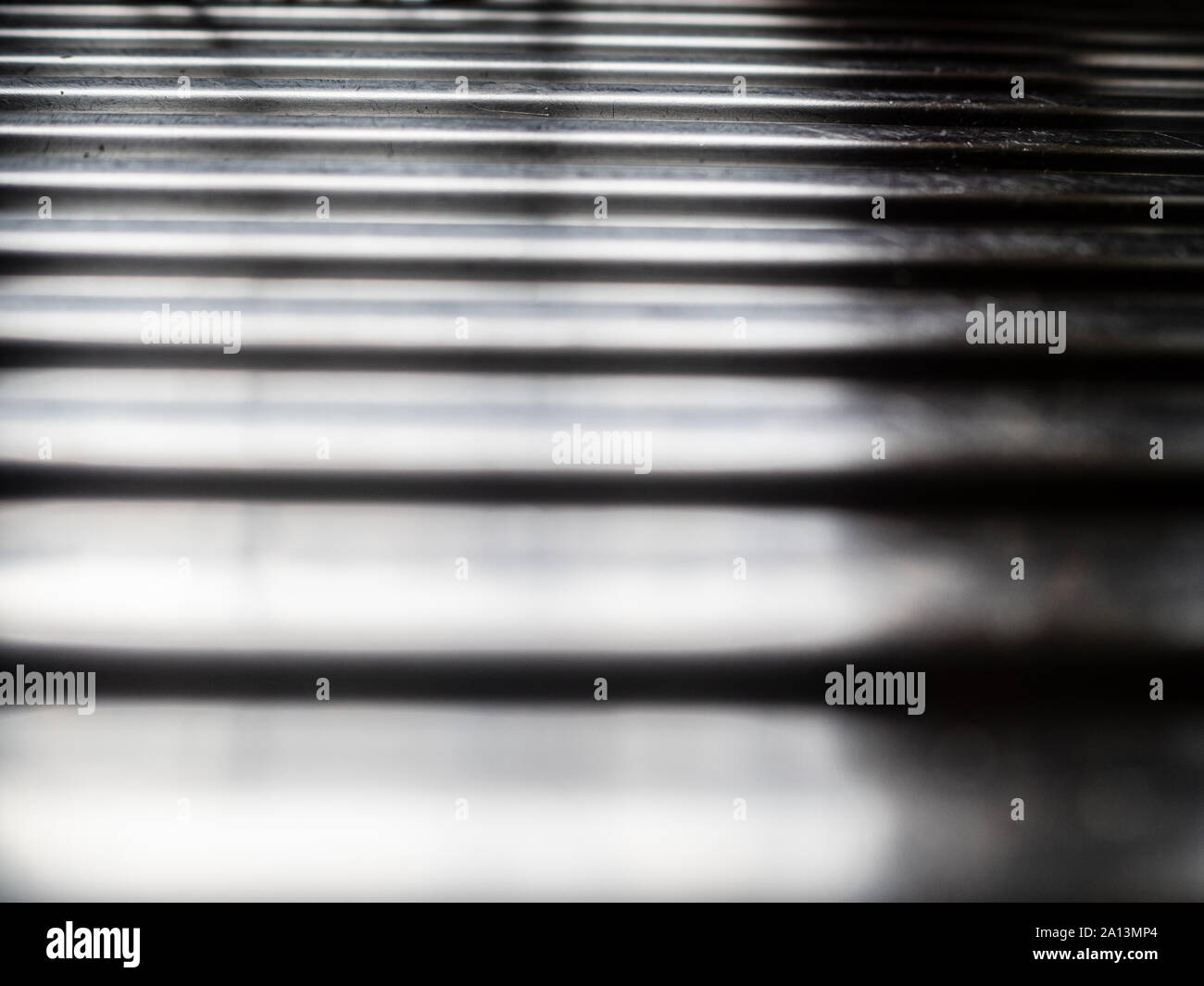 Scratched silver ridged corrugated metal panel Stock Photo - Alamy