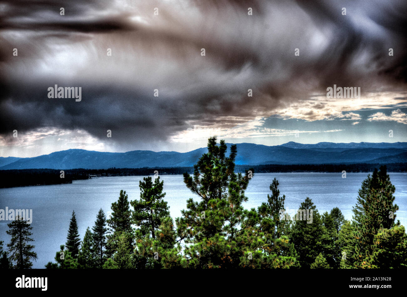 Payette Lake with Clouds Stock Photo - Alamy